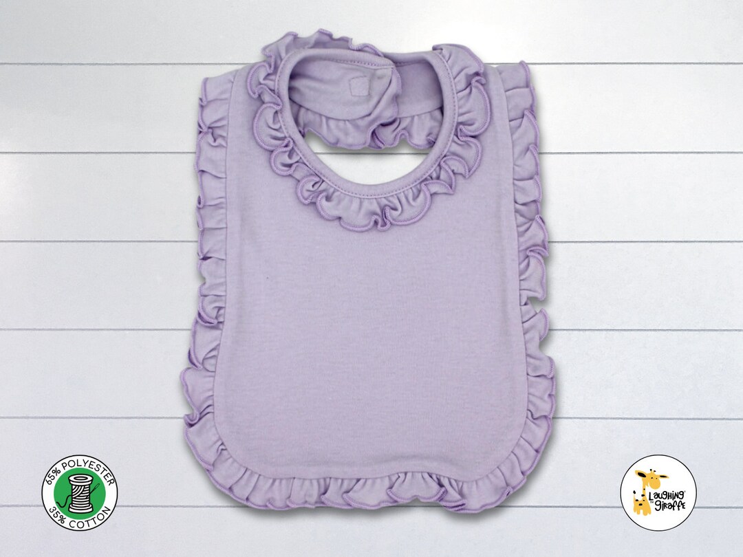 Baby 2-ply Blank Bibs W/ Ruffle Trim Lilac Purple Super Soft Personalize Custom Sublimation ...