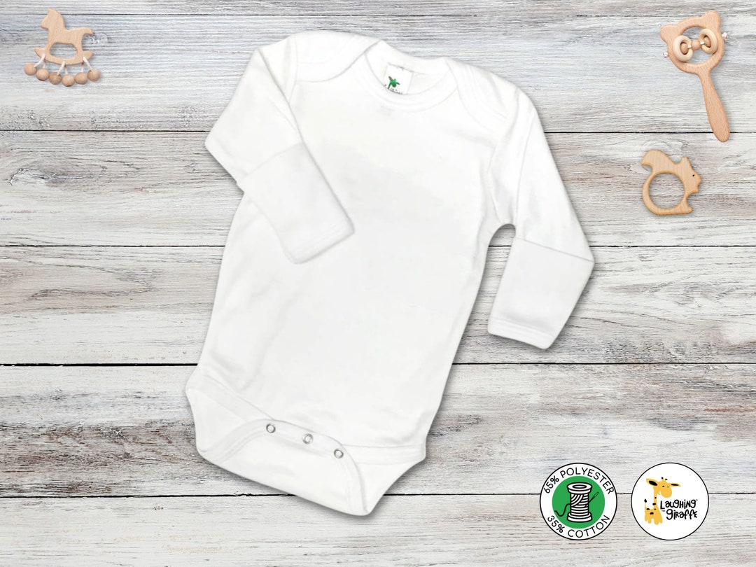 Baby Blank Long Sleeve Bodysuit for Sublimation | White | Poly-cotton ...