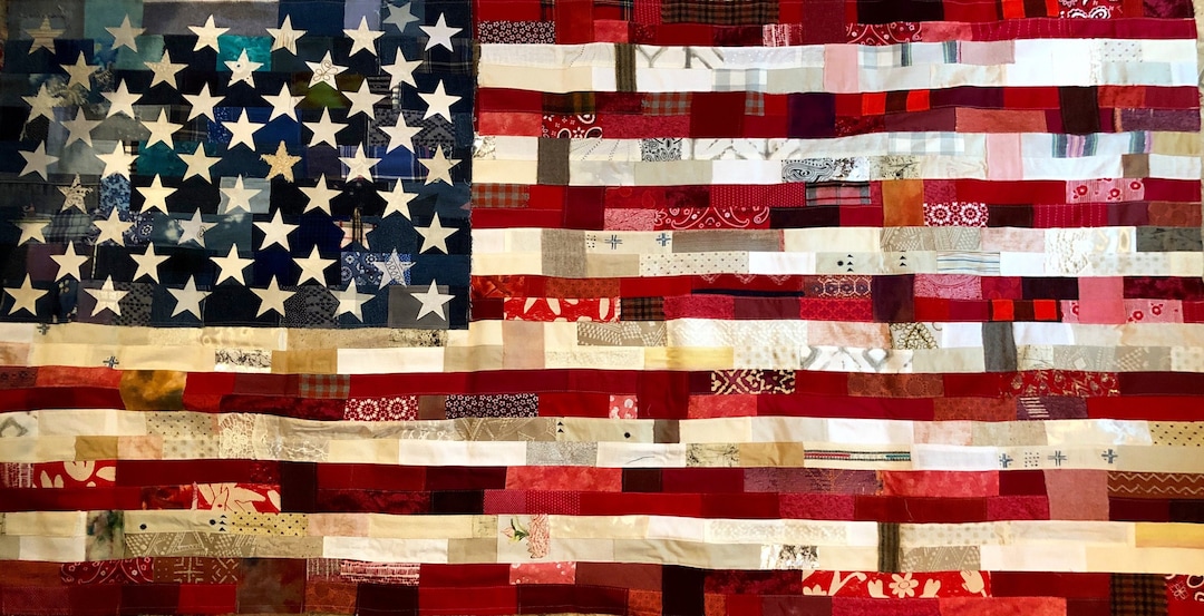 American Flag Tapestry, Deconstructed Wall-hanging, Handmade With 100% ...