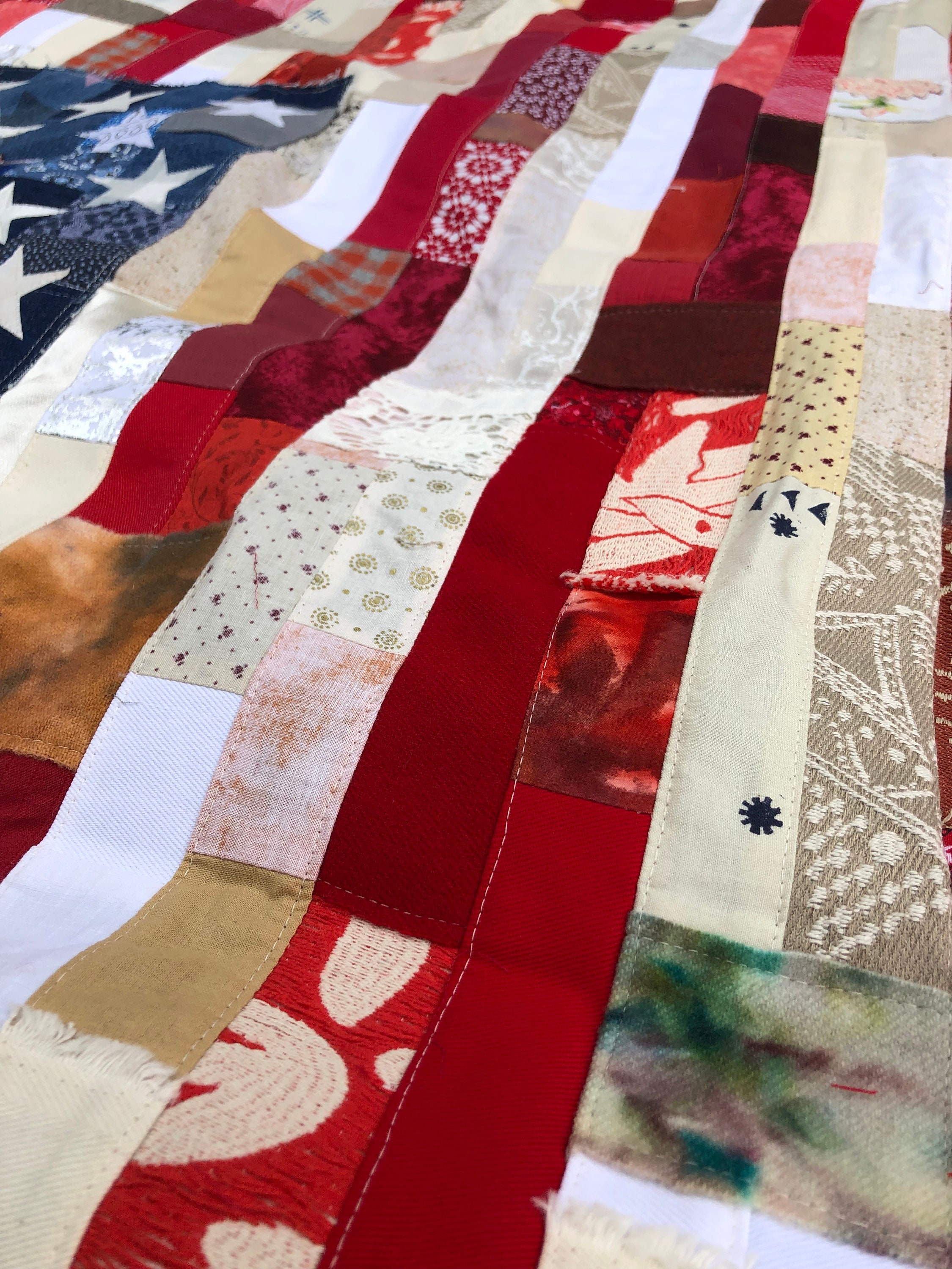 American Flag Tapestry, Deconstructed Wall-hanging, Handmade With 100% ...