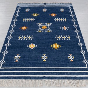 Blue Bohemian Boho Moroccan Rug Hand Woven Bohemian Decor Inspired ...