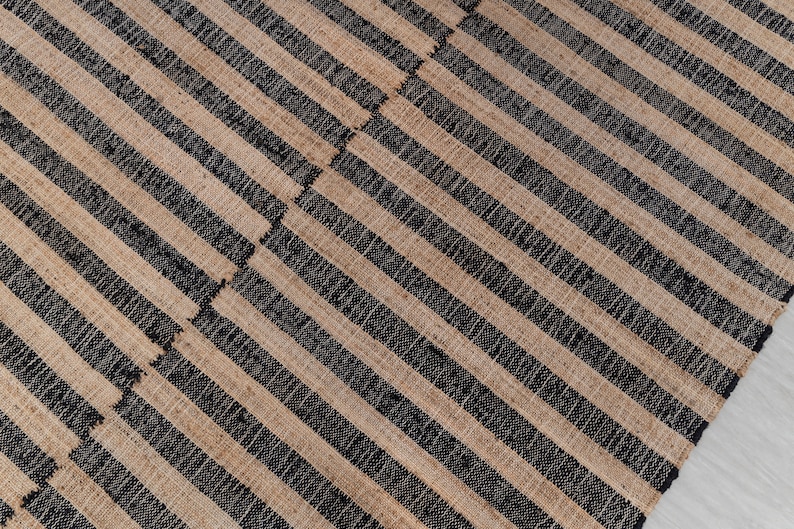 Natural Jute Black High Quality Hand Woven Geometric Boho - Etsy