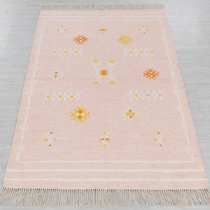 Pink Bohemian Soft Wool Boho Moroccan Rug Hand Woven Bohemian Decor ...