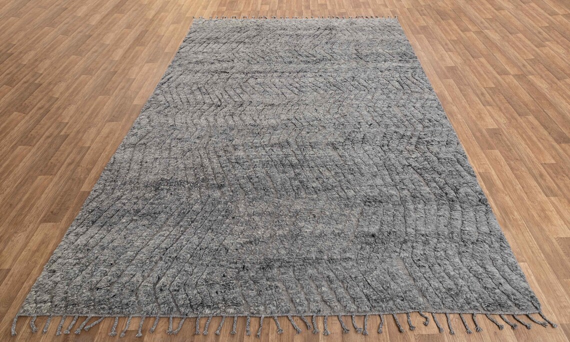 Gray Bohemian Moroccan Wool Rug Boho Scandinavian Nordic - Etsy