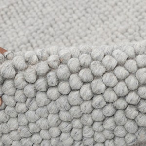 Chunky Felted Soft Wool Rug Ivory Grey High Quality Hand Woven - Etsy