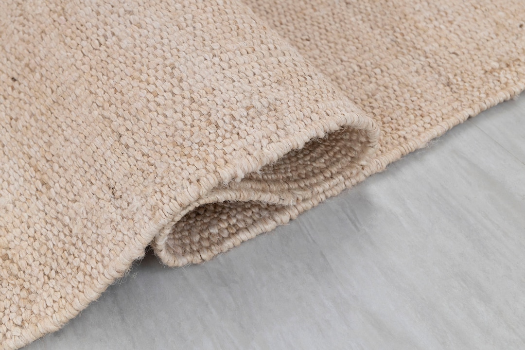 Premium White Tan Jute Flatweave Scandivian Rug Hand Woven Decor ...