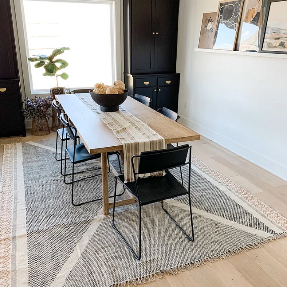 Boho Handwoven Block Printed Flatweave Cotton Rug Bohemian - Etsy