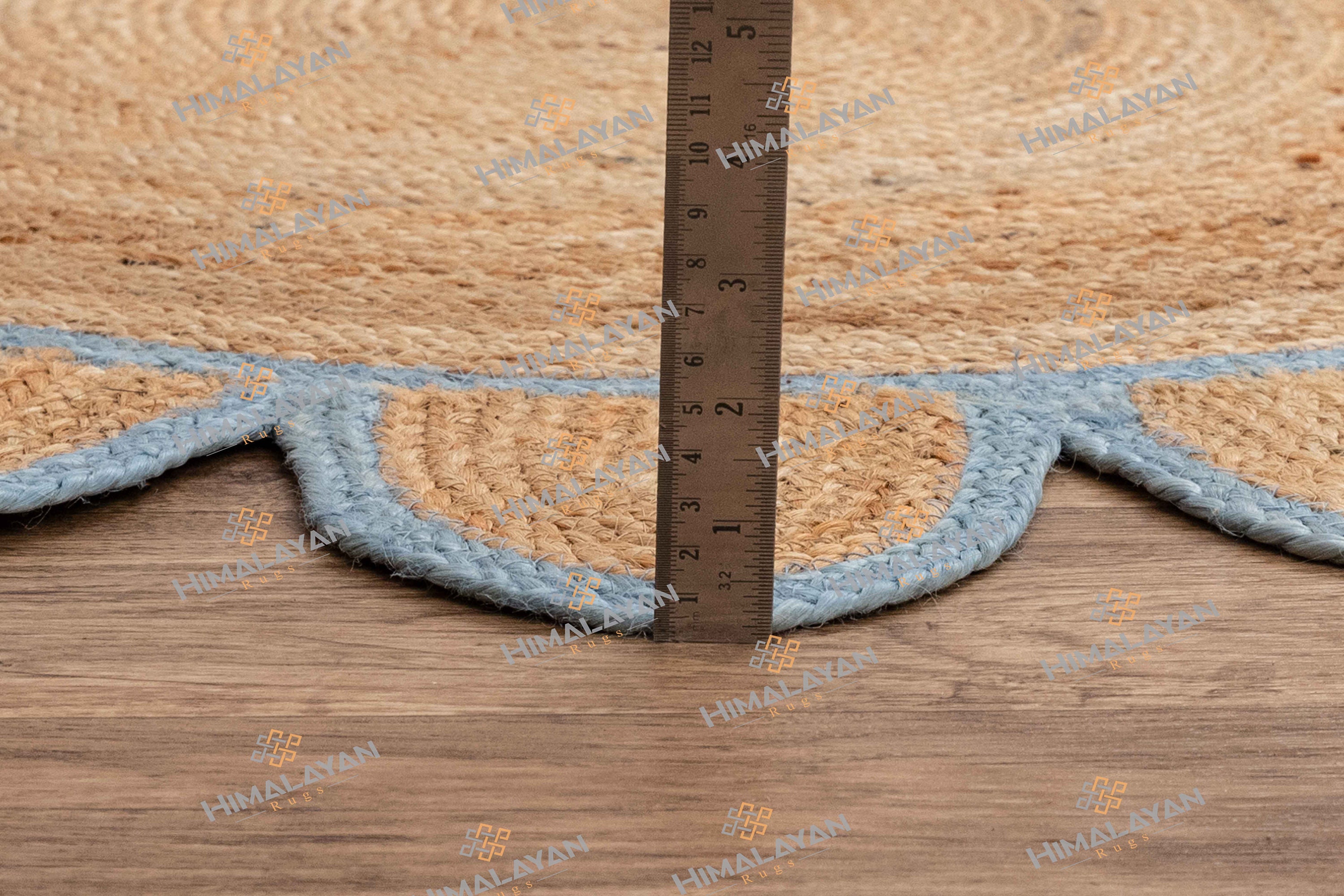 Round Jute Scallop Rug Classic Blue Customize in Any Size & | Etsy