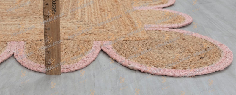 Soft Light Pink Border Jute Scalloped Handmade Rug Pink Jute - Etsy