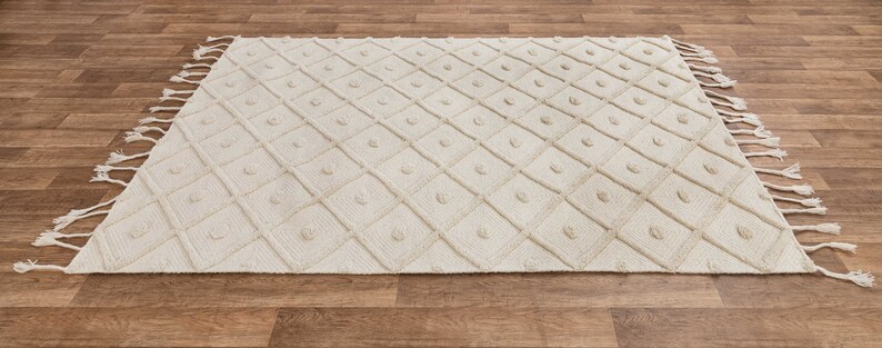 Ivory White Wool Boho Inspired Hand Woven Rug Bohemian - Etsy