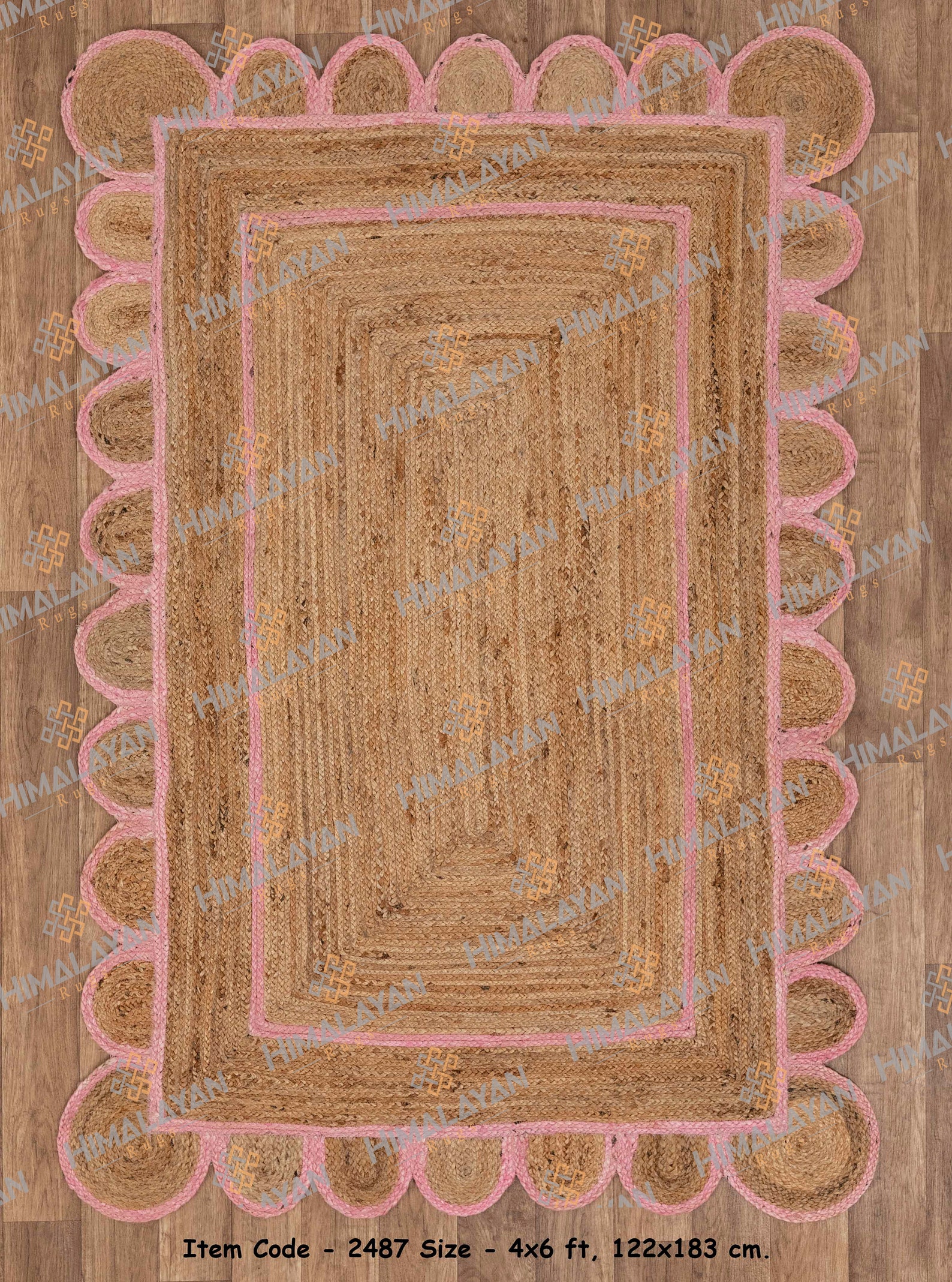 Jute Scalloped Rug Bohemian Rug Natural Jute Rug Boho Decor | Etsy