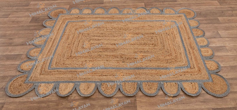 Grey Jute Scalloped Handmade Rug, Customize in Any Size and Shape..#gs ...