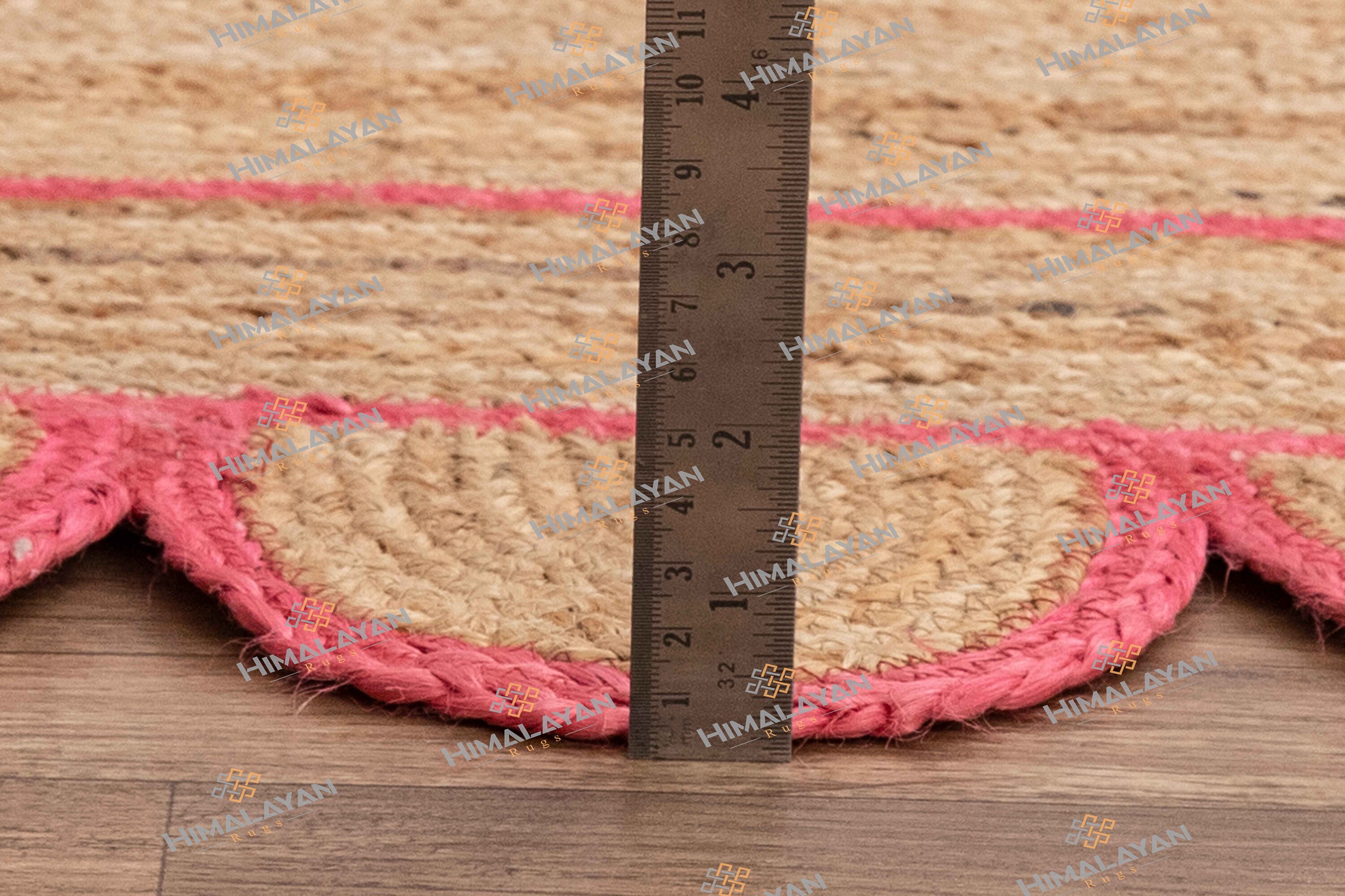 Fuchsia Pink Jute Scallop Rug Hand Made Jute Boho Rug | Etsy