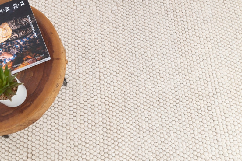 Ivory Chunky Felted Soft Wool Rug Modern Design Hand Woven - Etsy