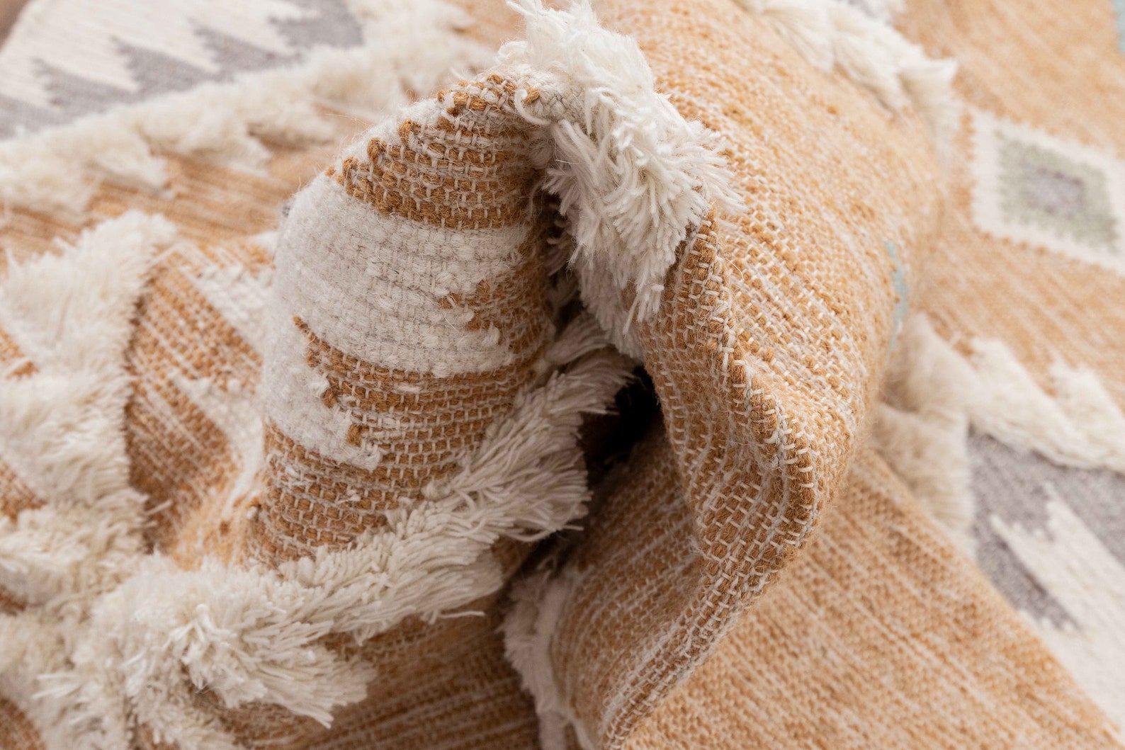 Mustard Gold Handwoven Wool Bohemian Moroccan Rug Boho Rug - Etsy