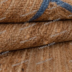 French Blue Jute Scallop Handmade Rug, Jute Rugs, Customise in Any Size ...