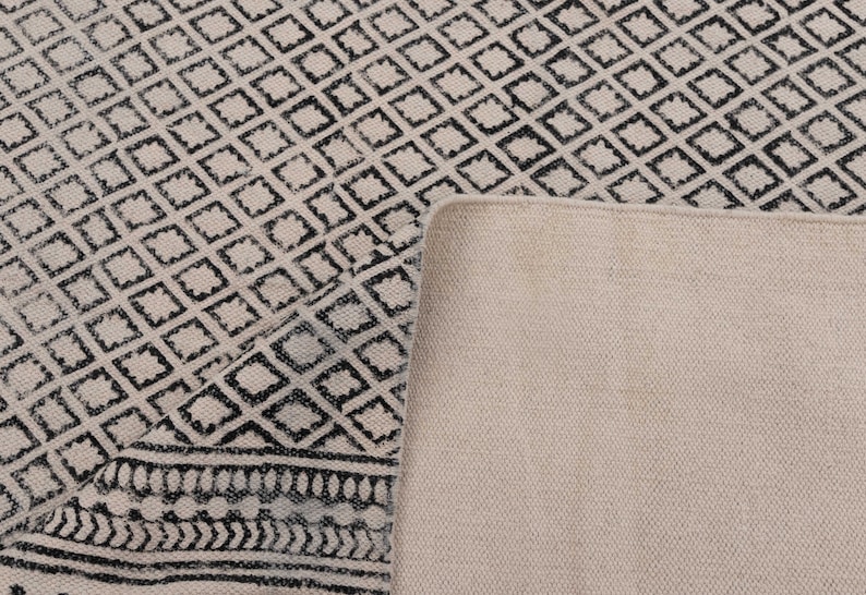 Handmade Boho Style Woven Cotton Block Print Rug South West - Etsy