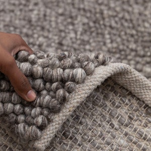 Chocolate Brown Grey Pebble Hand Woven High Quality Chunky Wool Felted ...