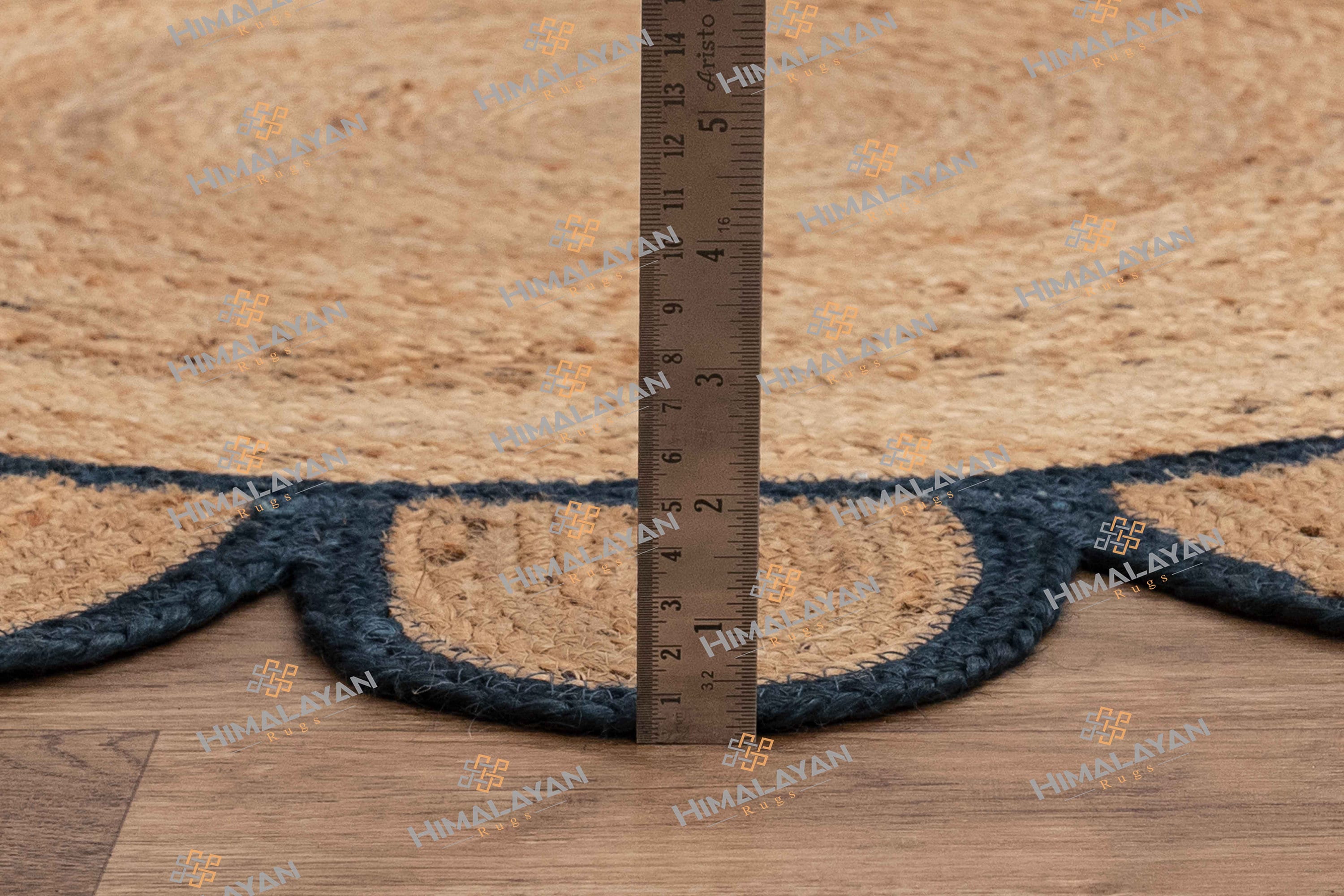 Round Jute Scallop Rug Navy Blue Customize in Any Size & | Etsy