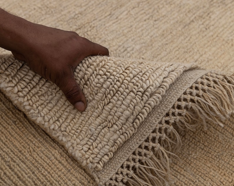 High Quality Hand Knotted off White Jute Loop Pattern Solid Rug ...