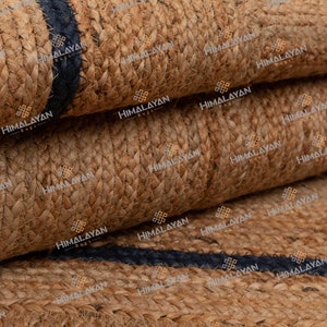 Navy Jute Scallop Single Border Handmade Boho Rug Customize - Etsy