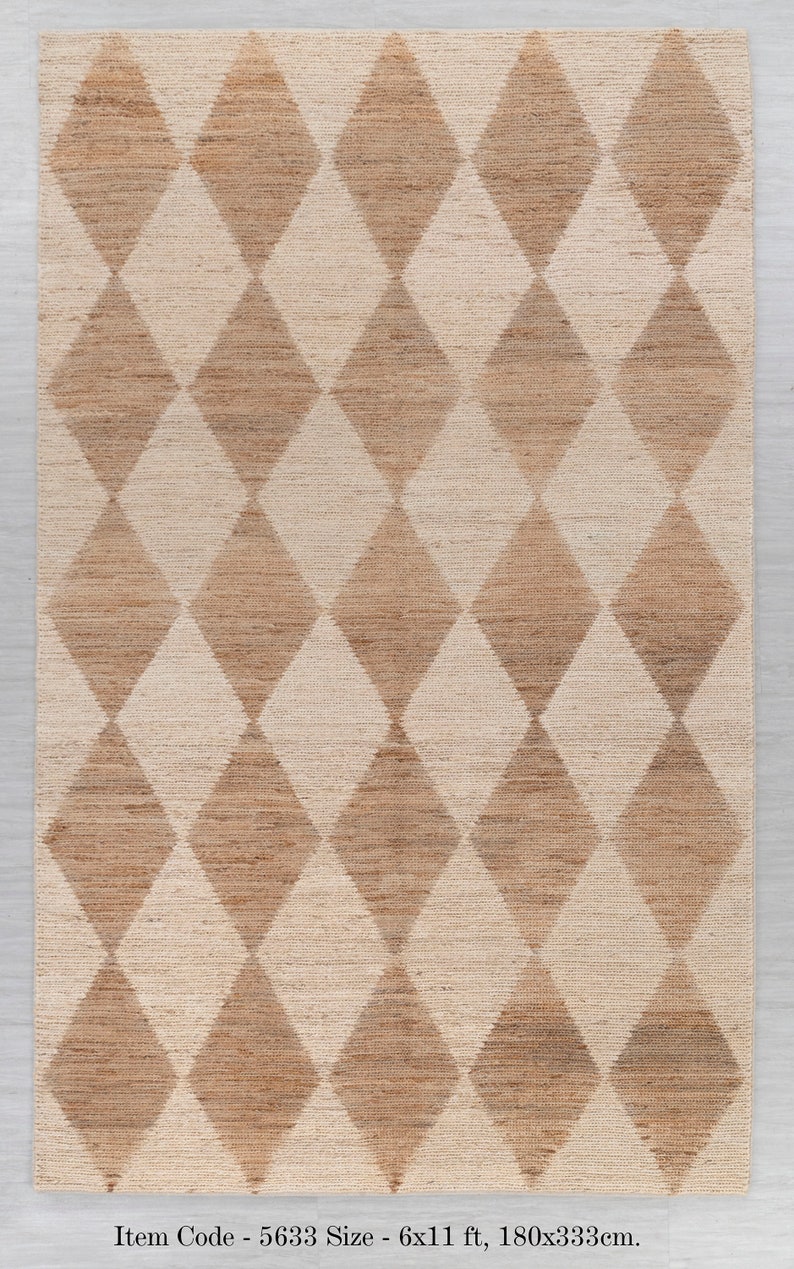 Natural Jute Gold Beige Diamond Design High Quality Hand Woven Boho ...