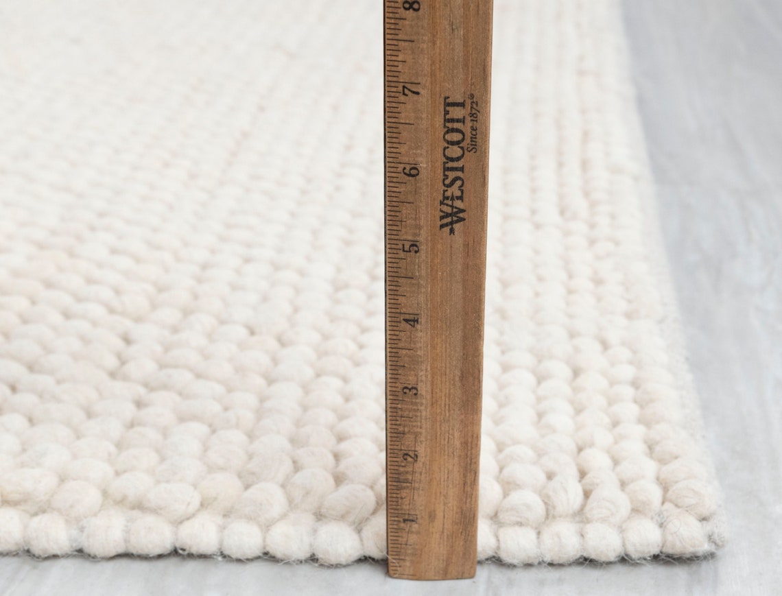 Ivory Chunky Felted Soft Wool Rug Modern Design Hand Woven - Etsy