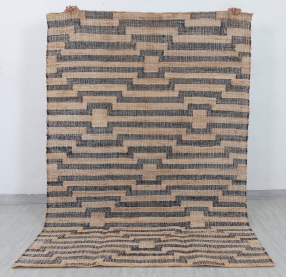 Natural Jute Black High Quality Hand Woven Geometric Boho - Etsy