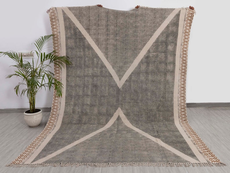 Boho Handwoven Block Printed Flatweave Cotton Rug Bohemian - Etsy