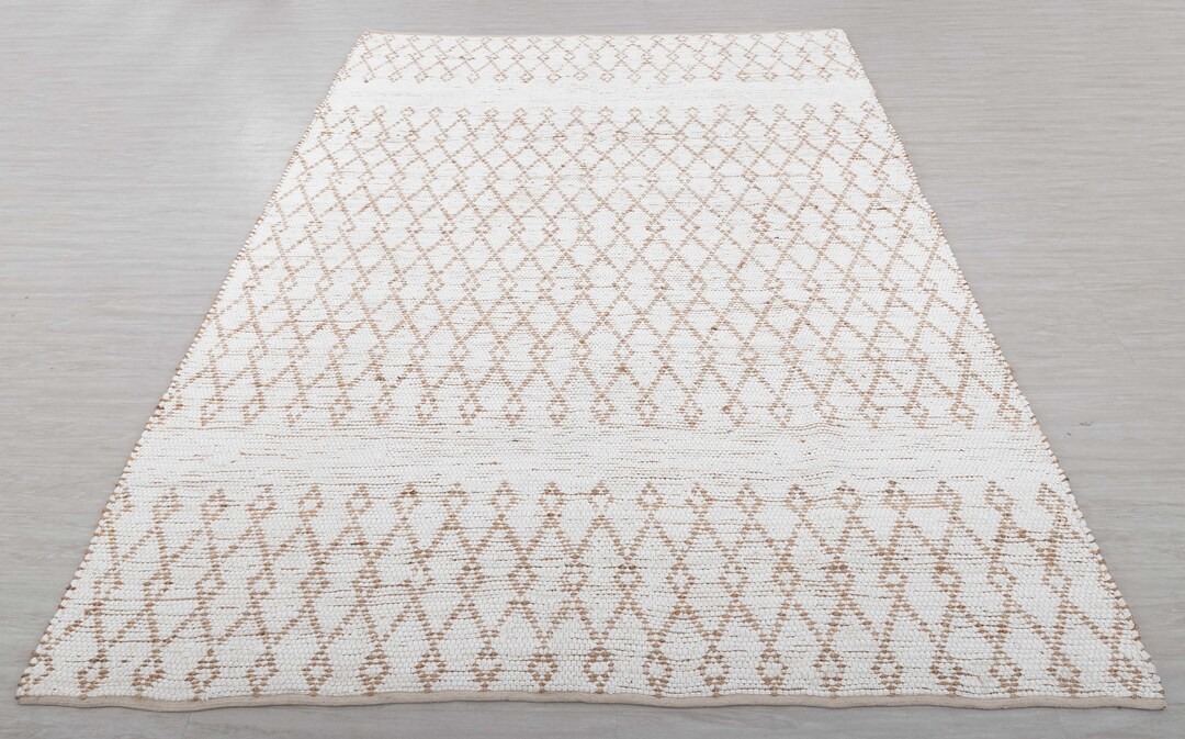Jute Cotton White Boho Hand Woven, Nordic Scandinavian Decor Inspired ...