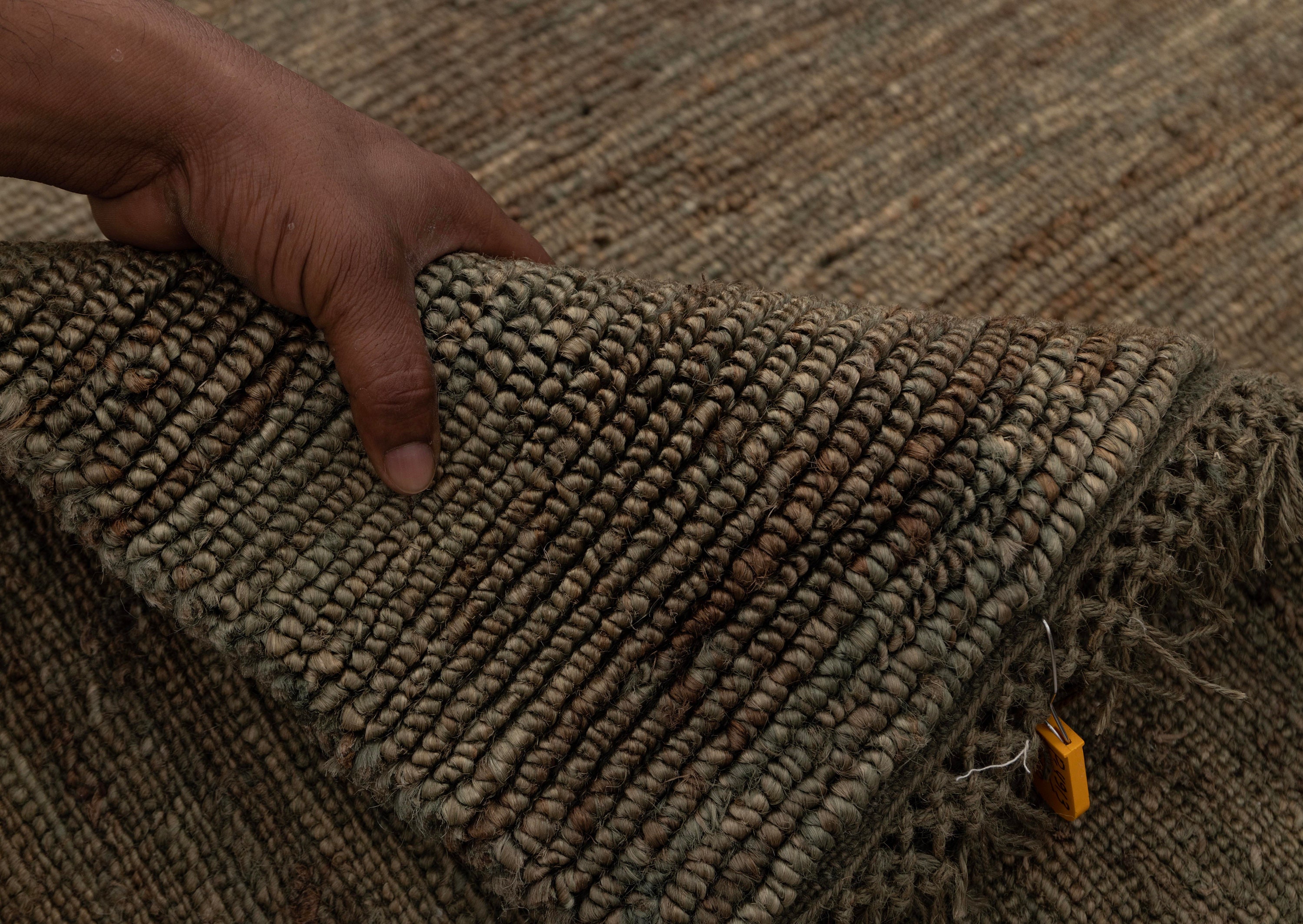 High Quality Hand Knotted Green Jute Loop Pattern Solid Rug,customize ...