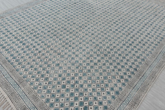 Handmade Cotton Blue Flower Block Printed Boho Inspired - Etsy