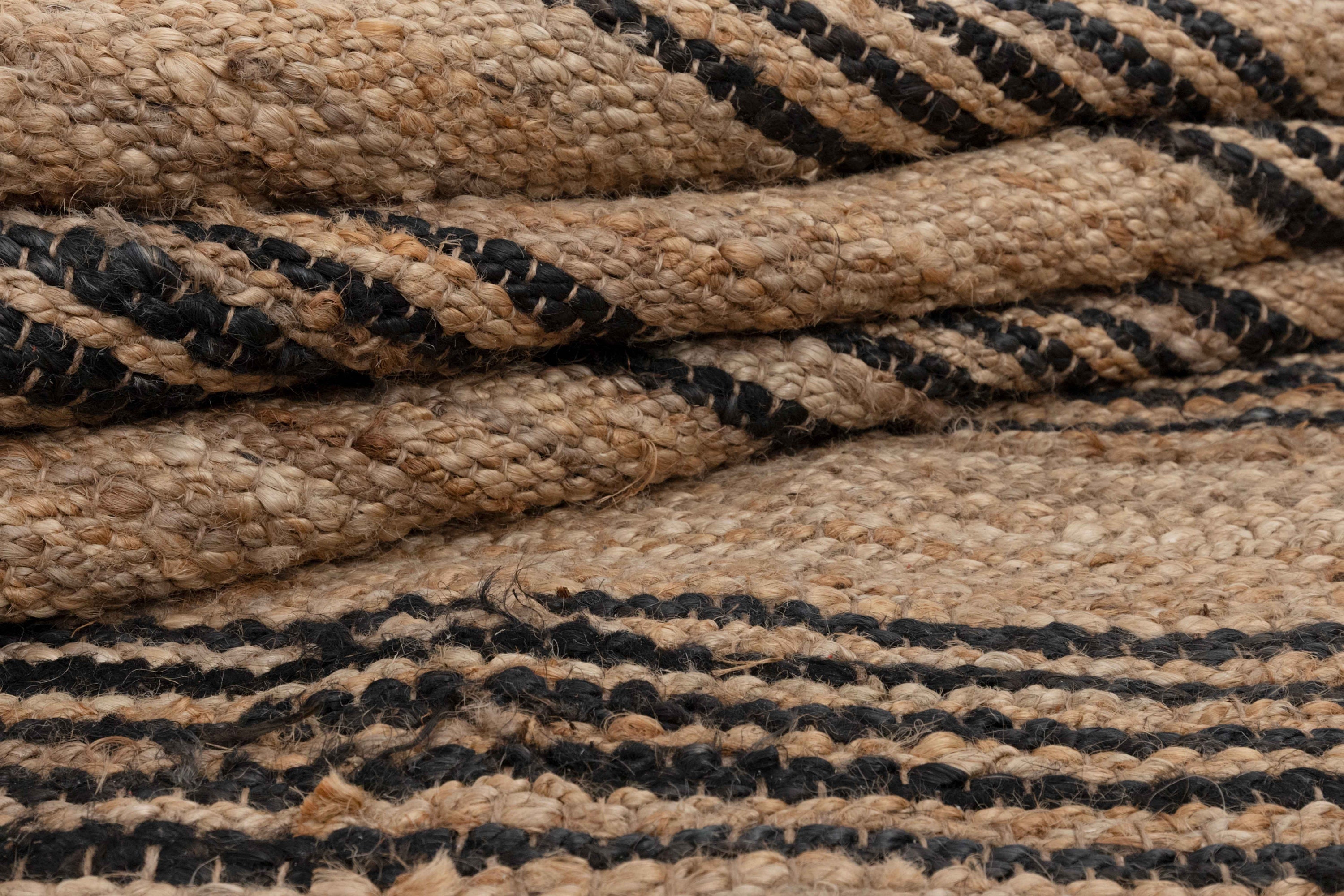 Jute Cotton Rug Hand Woven Black & Natural Jute Boho Modern | Etsy