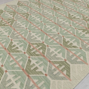 Green Swedish Scandinavian Design High Quality Hand Woven Flatweave ...