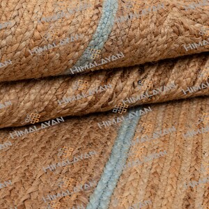 Scalloped Jute Rug, Light Blue Jute Scallop Boho Decor Handmade Rug ...