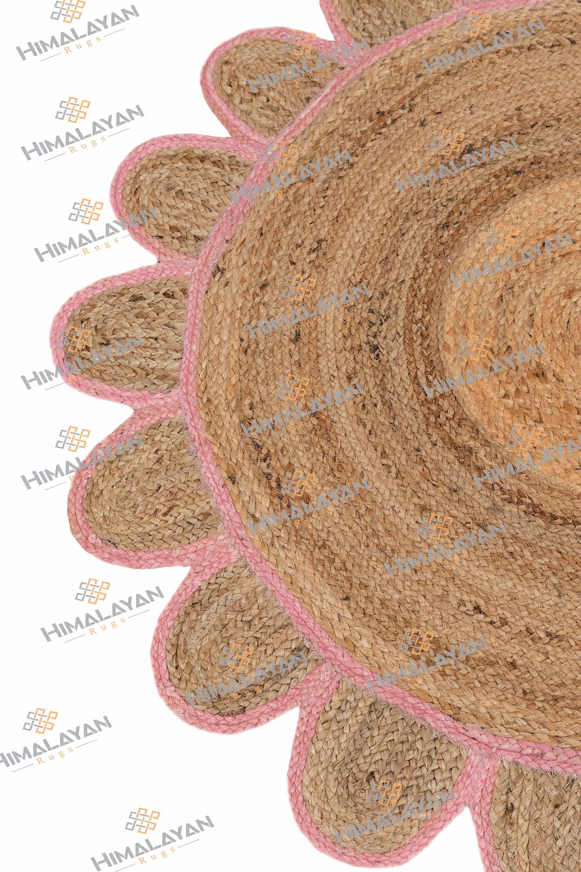 Round Jute Scallop Rug Pink Customize in Any Size & Shape PS | Etsy