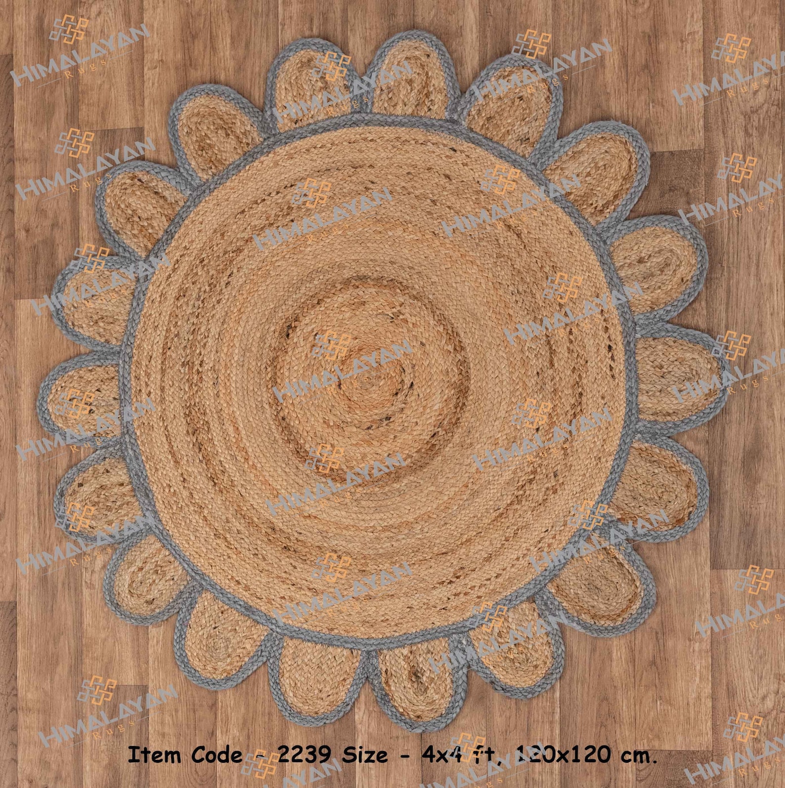 Round Jute Scallop Rug Grey Customize in Any Size & Shape - Etsy