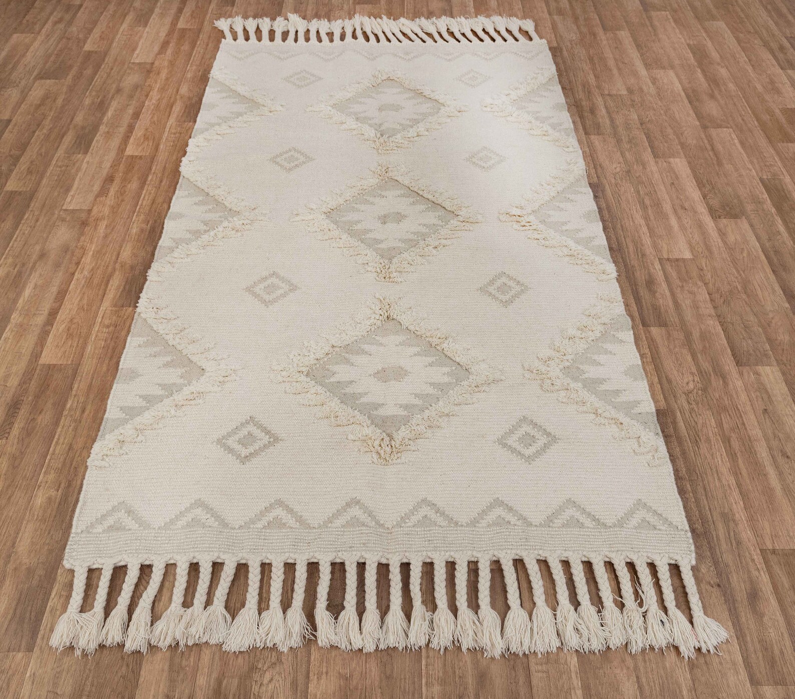 Ivory Grey Hand Woven Moroccan Inspired Bohemian Wool Rug - Etsy