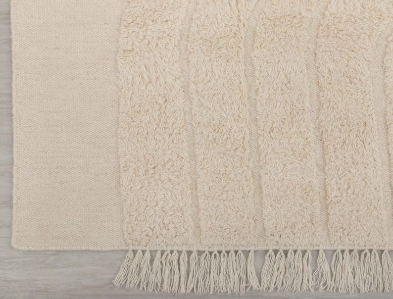 Ivory White Wool Natural Hand Made Moroccan Boho Rug | Etsy