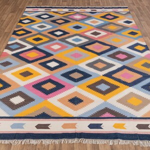 8x10 Rug Fun Colors High Quality Hand Woven Flatweave Kilim Rug ...