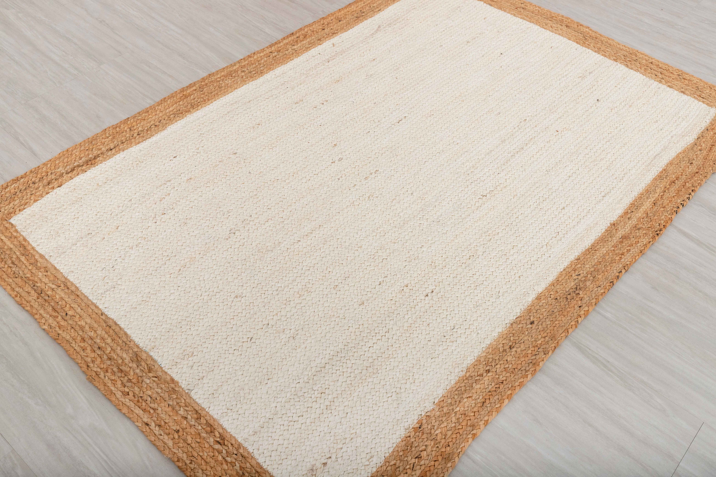 White Golden Border Jute Rug Boho Chic Handmade Braided Jute - Etsy