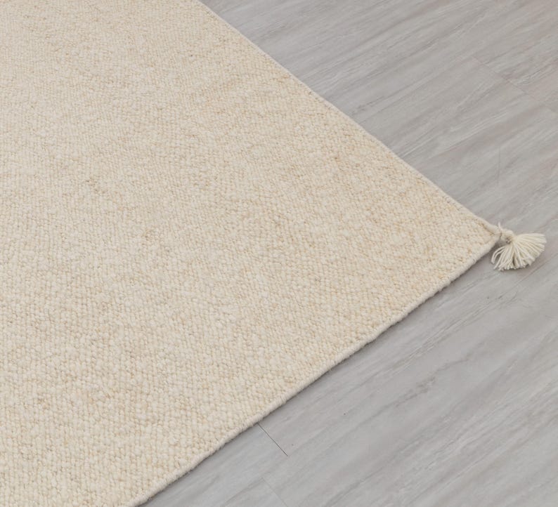 Ivory Cream Wool Hand Woven High Quality Bohemian Scandinavian Decor ...