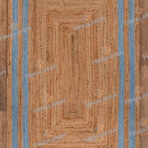 Classic Blue Jute Scallop Handmade Rug, Jute Rugs, Customise in Any ...