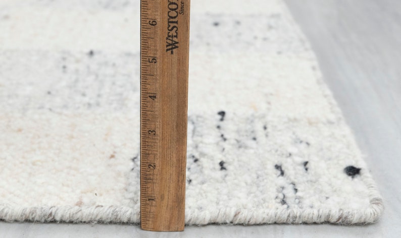 Ivory Grey Cheque Pattern Design Rug Wool Moroccan Inspired Rug Hand ...