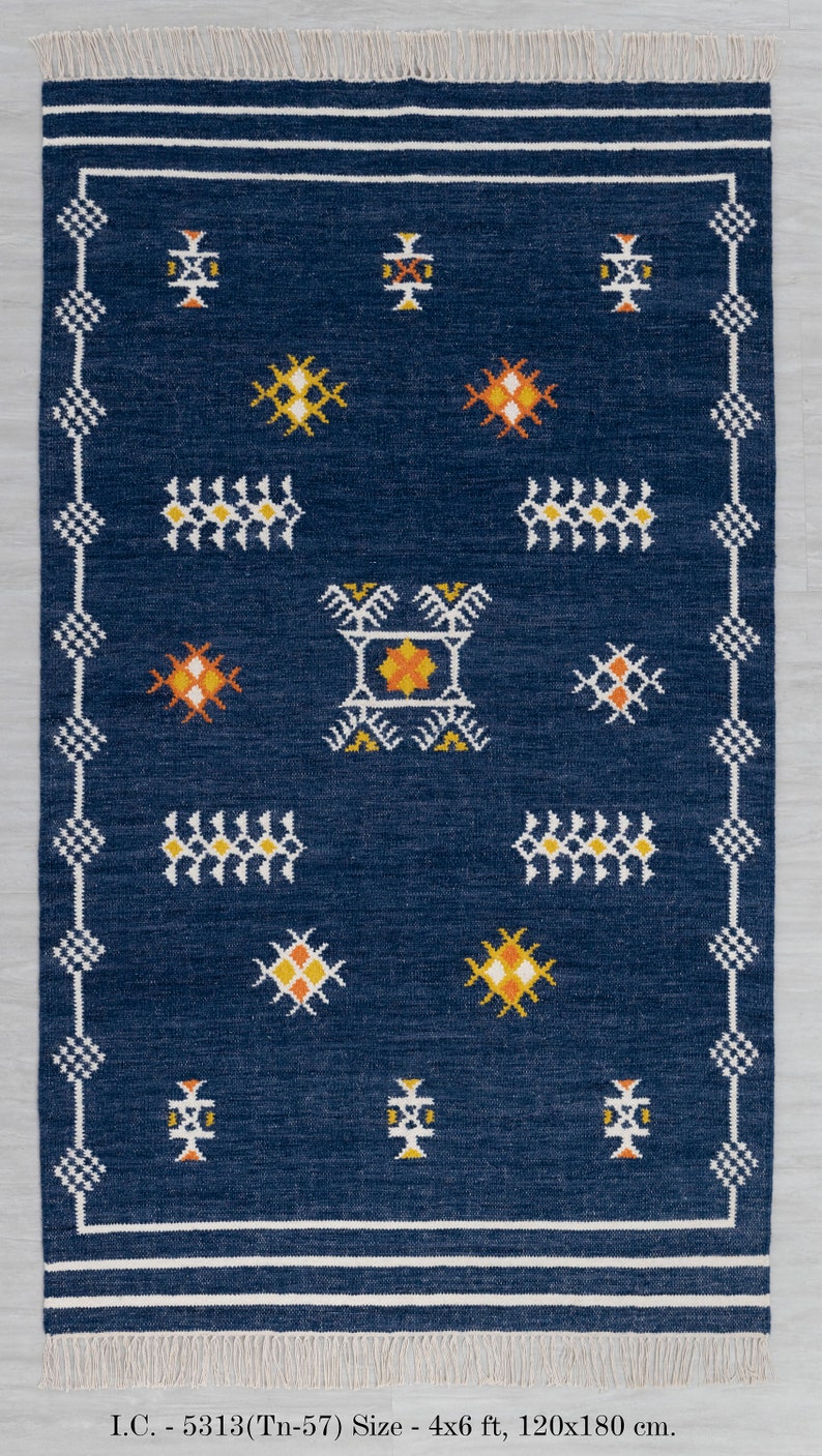 Blue Bohemian Boho Moroccan Rug Hand Woven Bohemian Decor Inspired ...