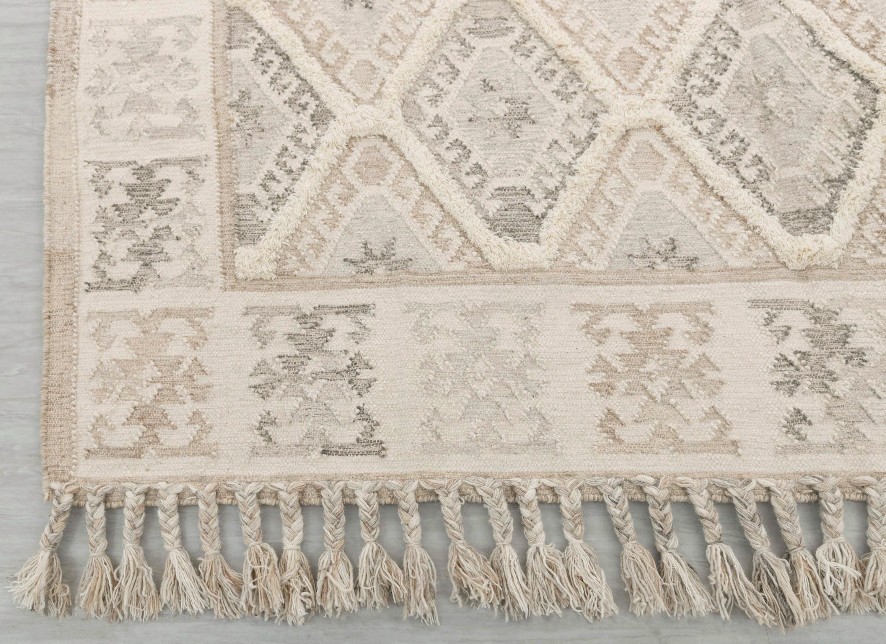 Floor & Rugs Rugs Natural Ivory Wool Moroccan Inspired Rug Hand Woven ...