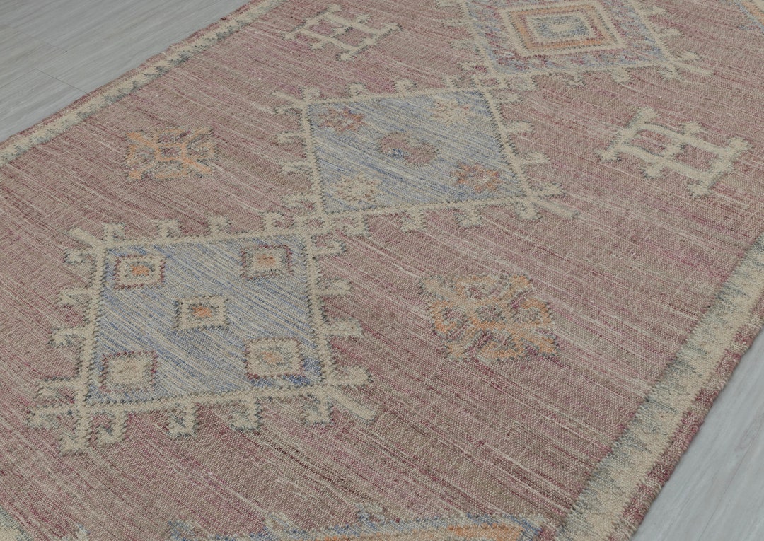 Rust Tribal Southwest Wool Bohemian Premium Flatweave Scandivian Rug ...