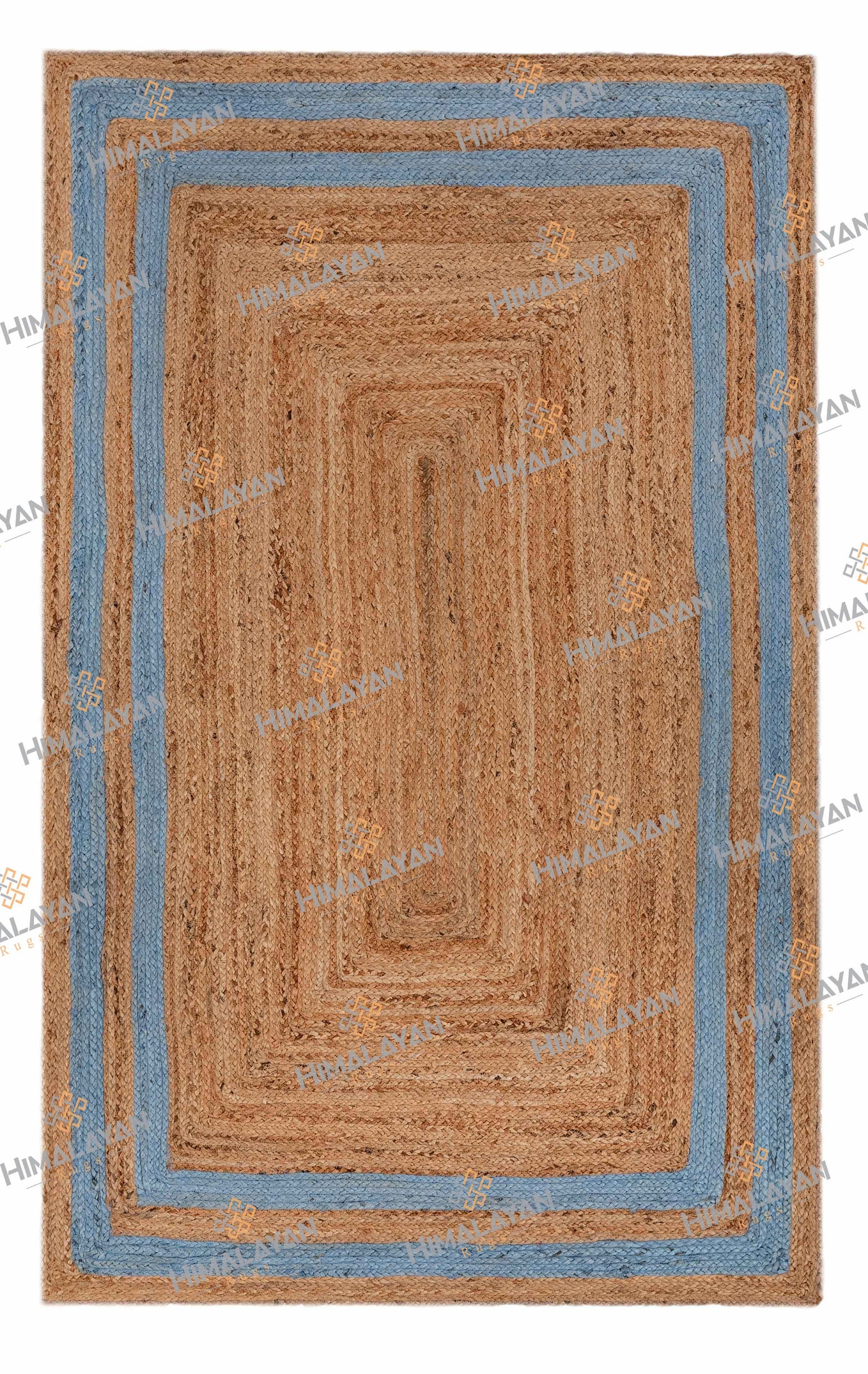 Classic Blue Jute Scallop Handmade Rug Jute Rugs Customise - Etsy