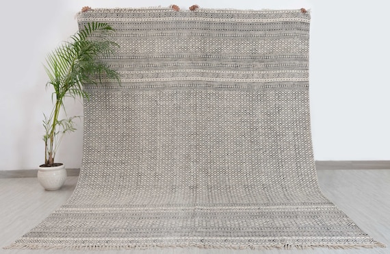 Handmade Boho Style Woven Cotton Block Print Rug South West - Etsy