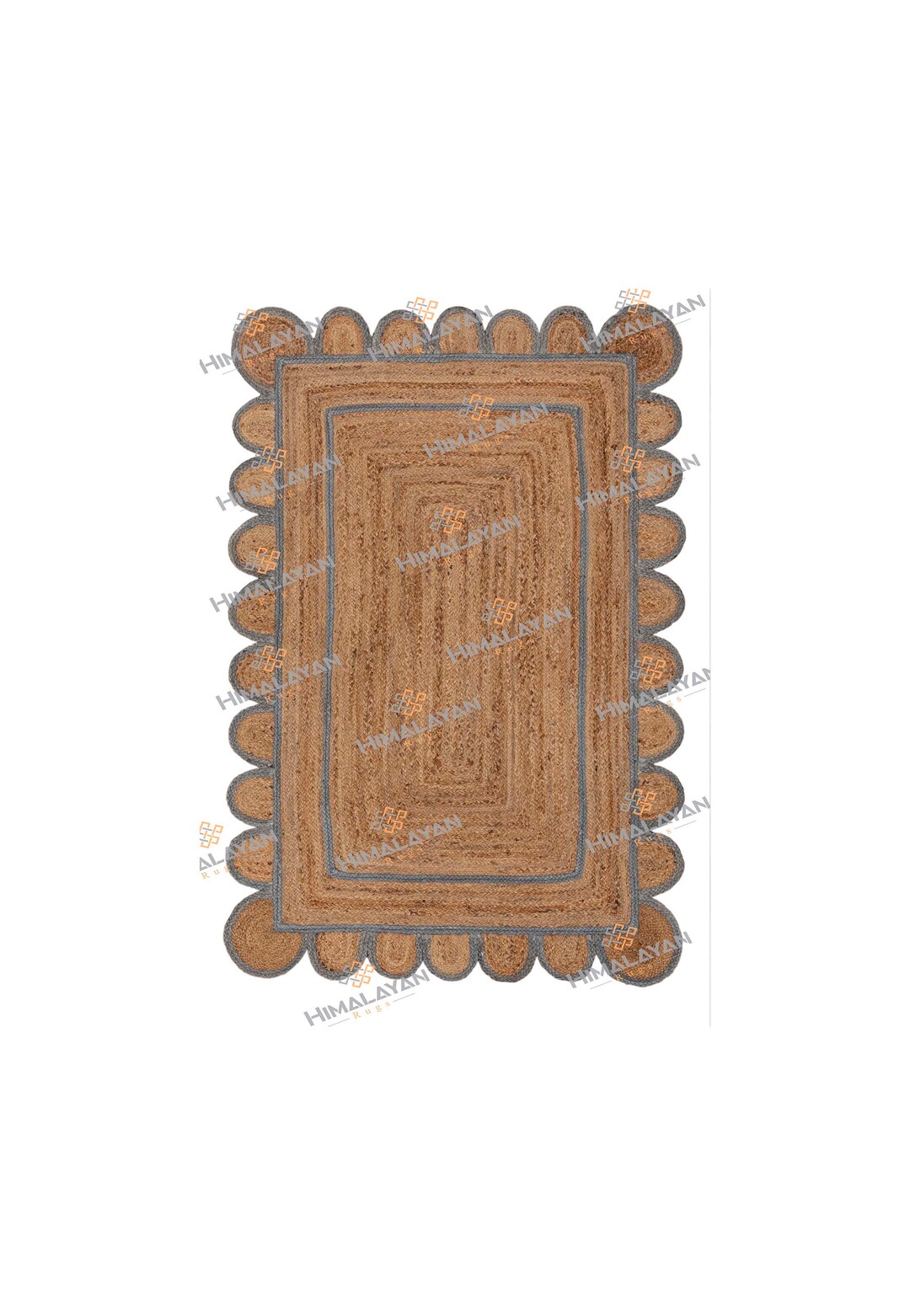 Grey Jute Scalloped Handmade Rug, Customize in Any Size and Shape..#gs ...